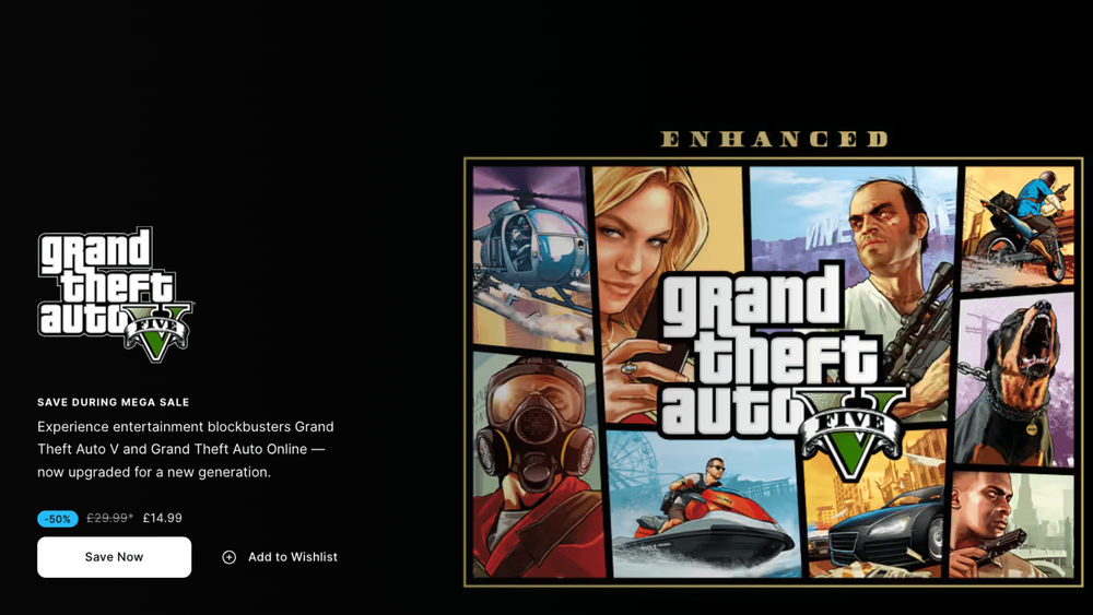 GTA V Half Price on Epic Games Store | GAM3S.GG