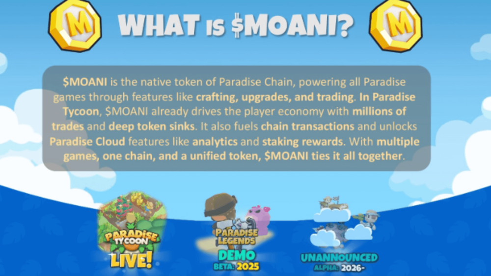 Paradise Tycoon Prepares for $MOANI TGE | GAM3S.GG