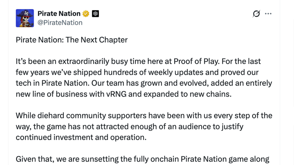 Pirate Nation annonce sa fermeture | GAM3S.GG