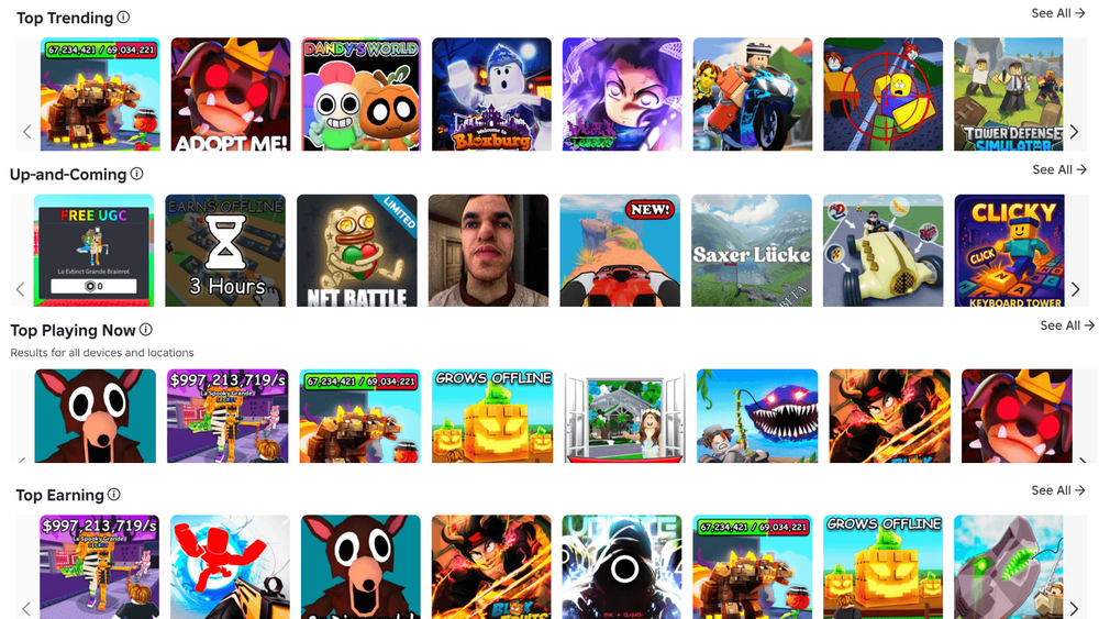 Roblox Top Charts for October 2025 | GAM3S.GG