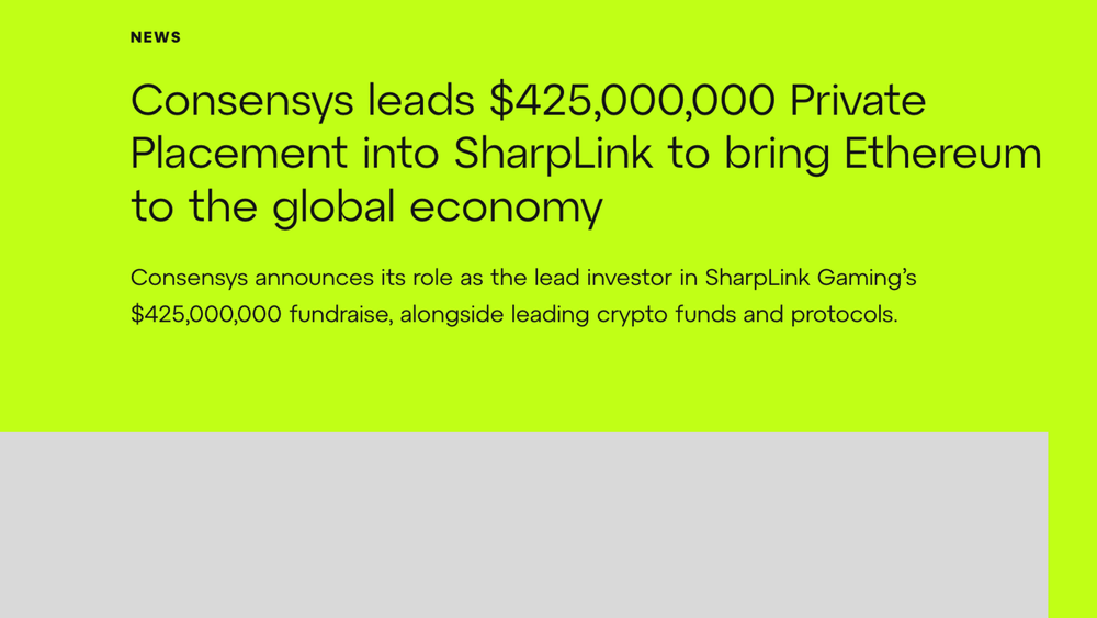 SharpLink Secures $425 Million | GAM3S.GG