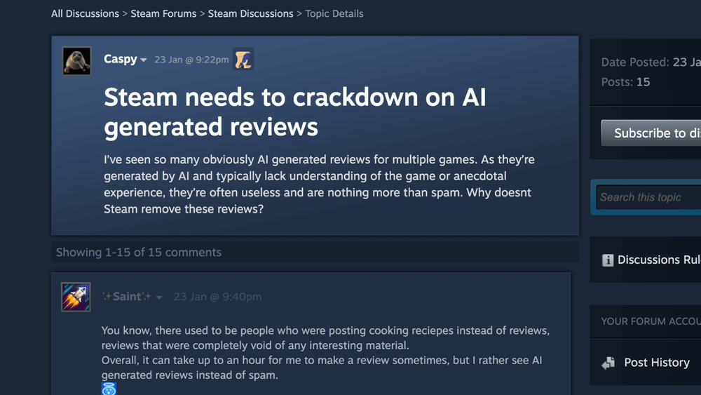 Steam Plagued by AI Reviews | GAM3S.GG